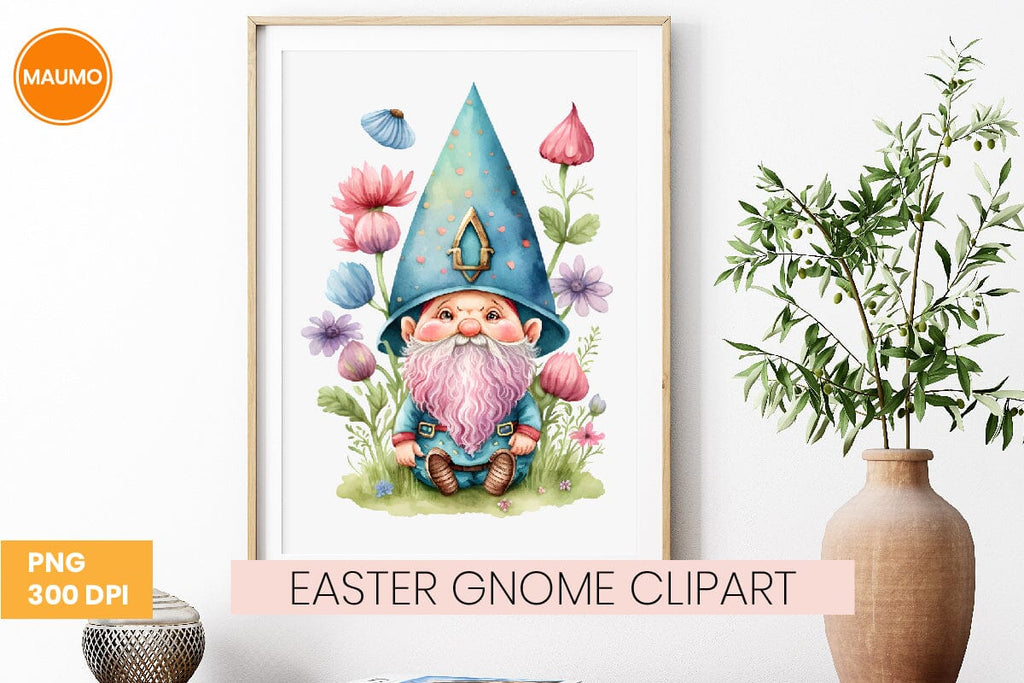 Easter gnome watercolor clipart - So Fontsy