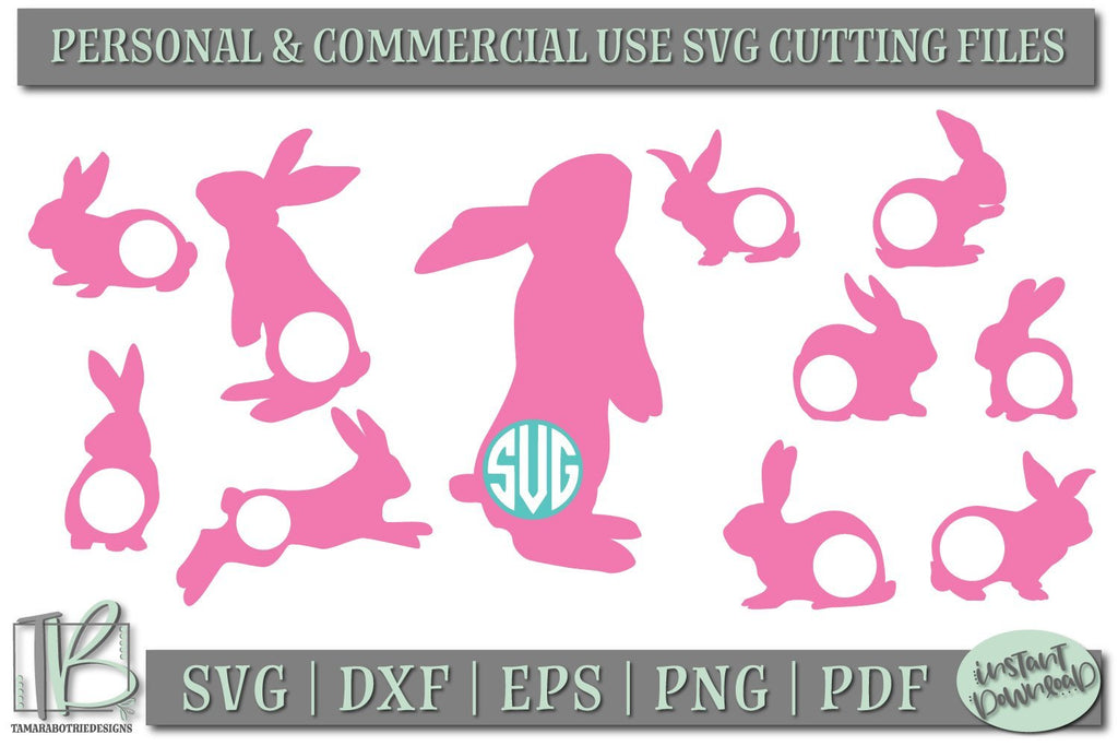 Easter Monogram SVG, Bunny Monogram SVG File - So Fontsy
