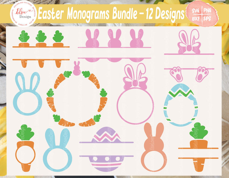 Easter Monograms Bundle - SVG, PNG, DXF, EPS - So Fontsy