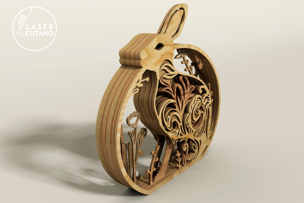 EASTER RABBIT Laser Cut Wood Bunny - So Fontsy