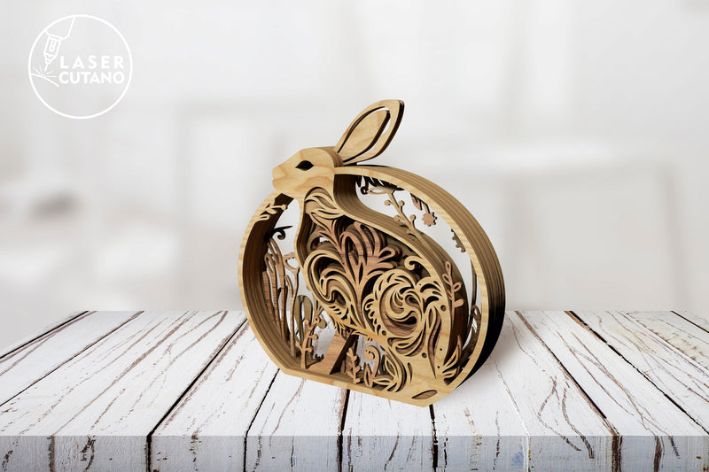 EASTER RABBIT Laser Cut Wood Bunny - So Fontsy