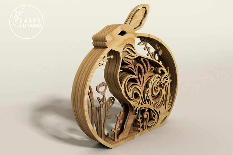 EASTER RABBIT Laser Cut Wood Bunny - So Fontsy
