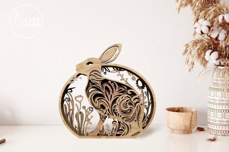 EASTER RABBIT Laser Cut Wood Bunny - So Fontsy