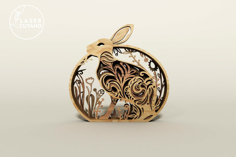 EASTER RABBIT Laser Cut Wood Bunny - So Fontsy