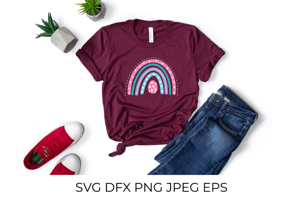 Easter Rainbow SVG Bundle. Cute Easter Rainbow Clipart Set - So Fontsy