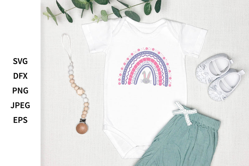 Easter Rainbow SVG Bundle. Cute Easter Rainbow Clipart Set - So Fontsy