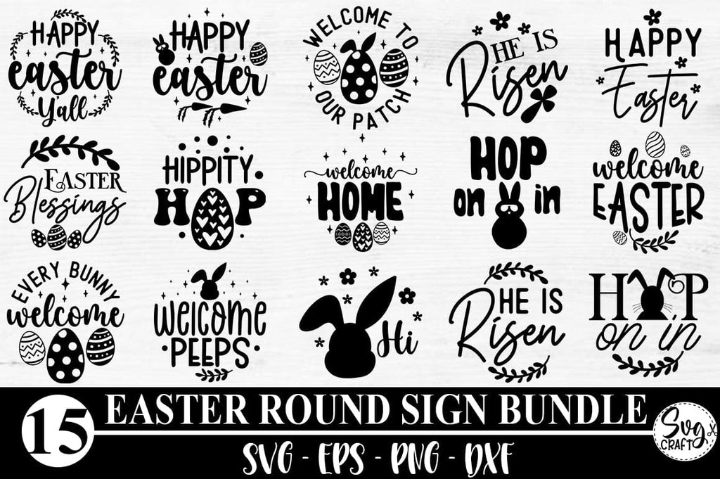 Easter Round Door Sign SVG Bundle, Easter Sign SVG Bundle - So Fontsy