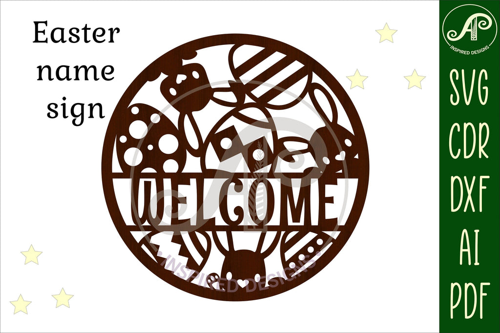 Easter sign svg laser cut template - So Fontsy