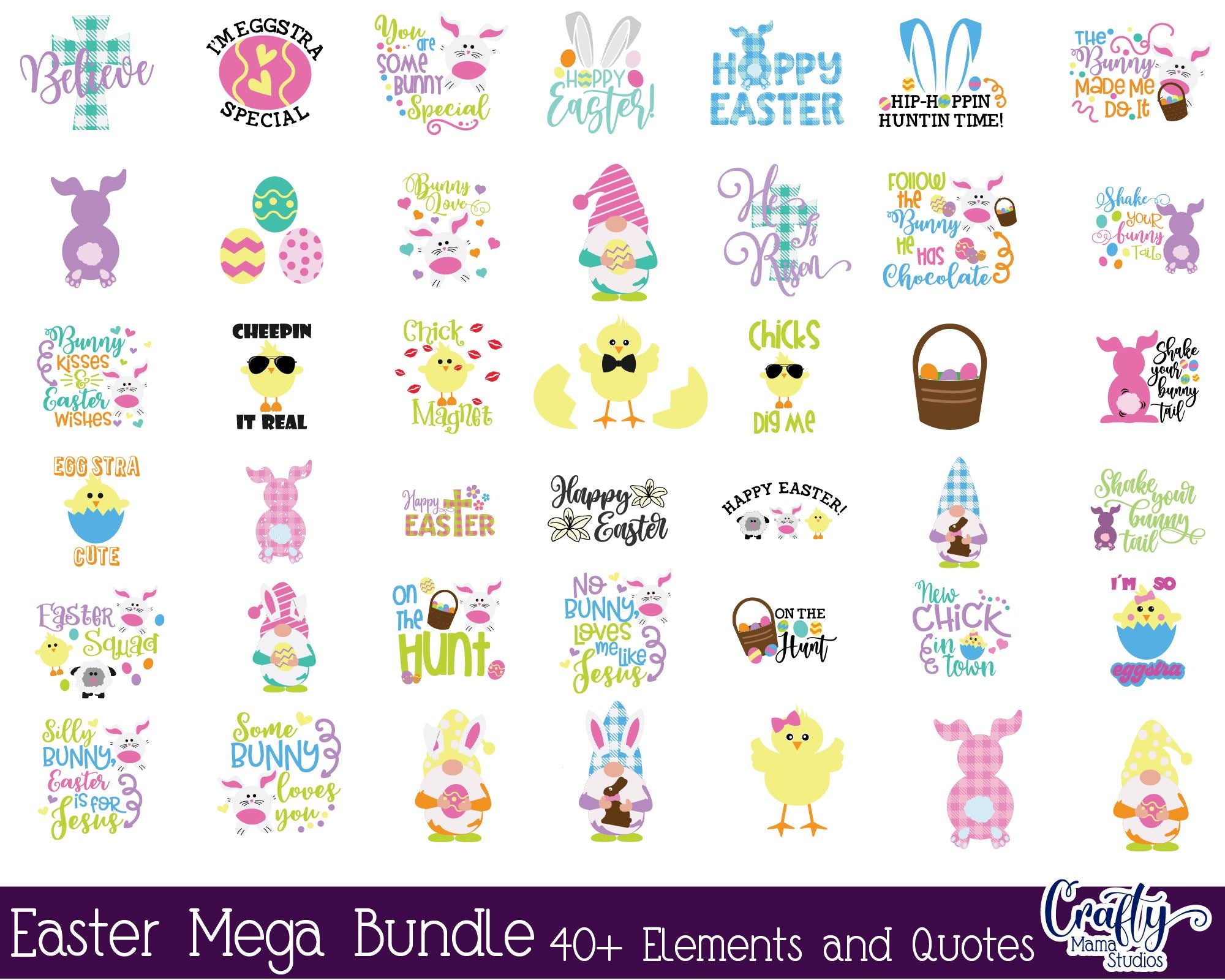 Easter Svg, Easter Bundle, Easter Bunny, Easter Mega Bundle - So Fontsy