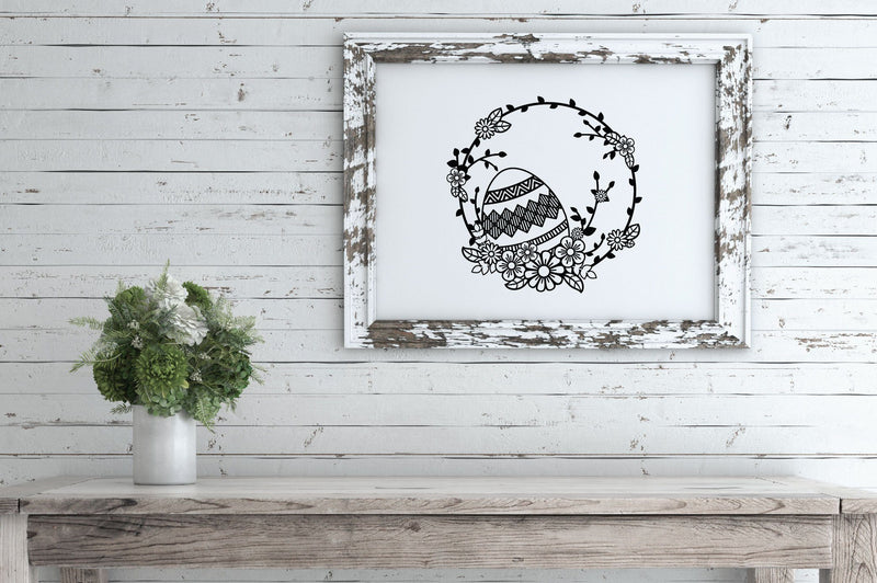 Easter SVG, Easter Egg with Floral Frame SVG - So Fontsy