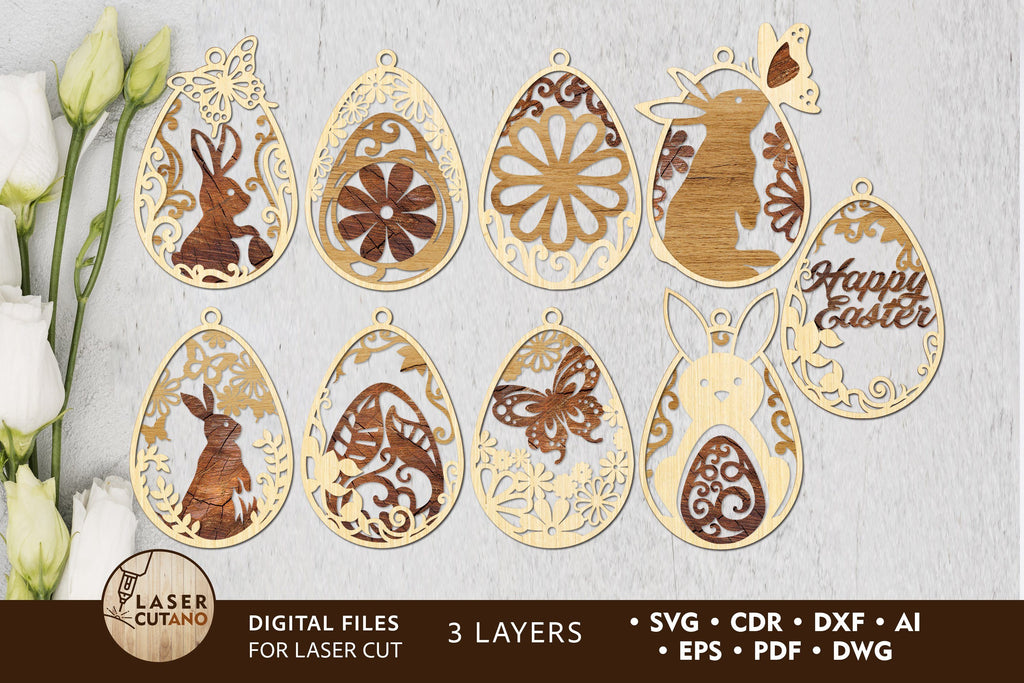 Easter Tags Bundle Multilayer Laser Cut Files, Mandala, Round Sign SVG ...