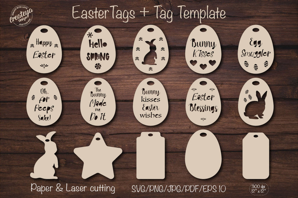 Easter tags Easter basket tags Tag template - So Fontsy