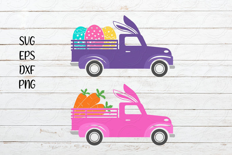 Easter Truck SVG Easter Cut File for Cricut, Vintage Pickup Easter Egg ...