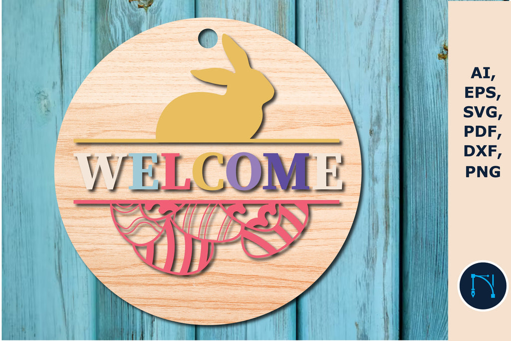 Easter Welcome Sign Door Decor SVG - So Fontsy