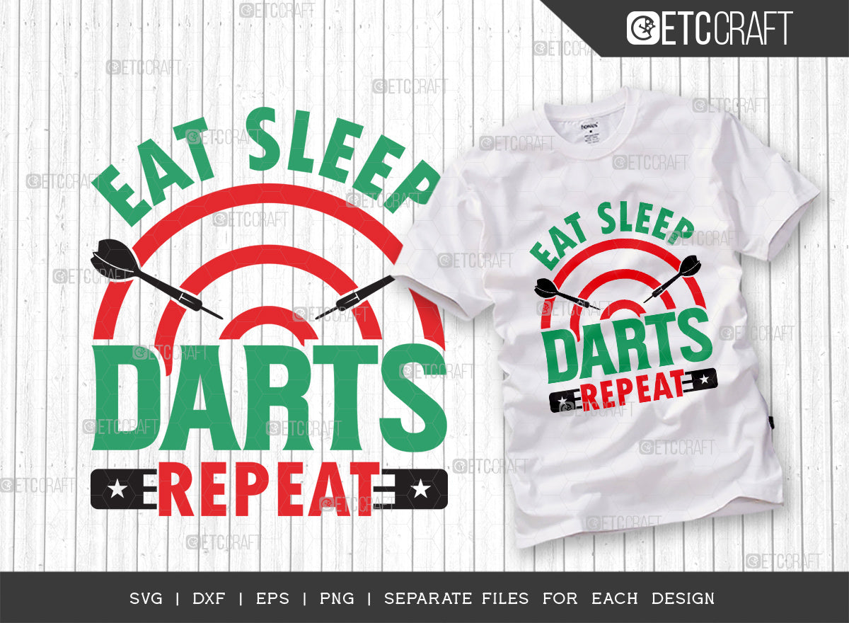 Eat Sleep Darts Repeat SVG Cut File, Darts Svg, Sports Svg, Dartboard ...