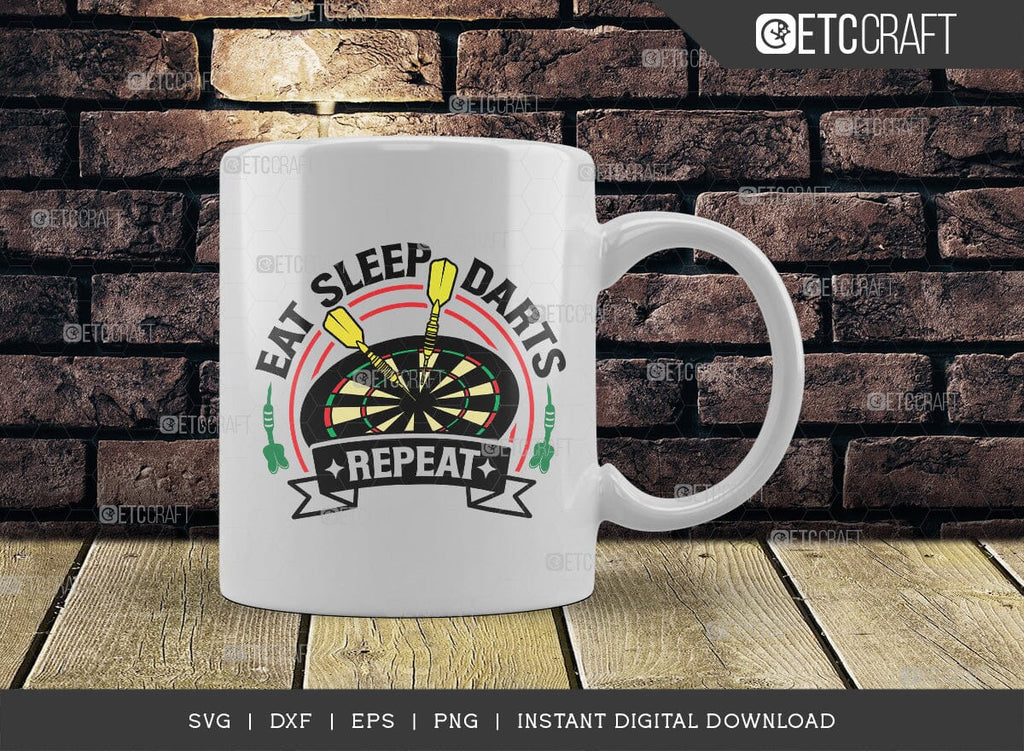 Eat Sleep Darts Repeat SVG Cut File, Darts Svg, Sports Svg, Dartboard ...
