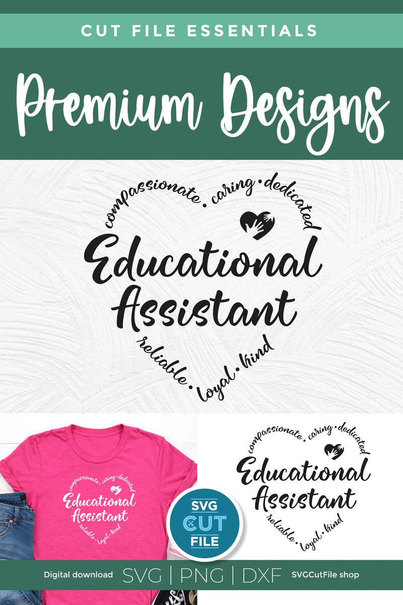 Educational assistant svg with heart - So Fontsy
