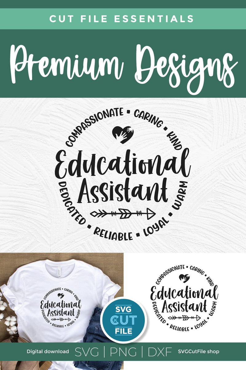 Educational assistant svg with round circle for men or women - So Fontsy