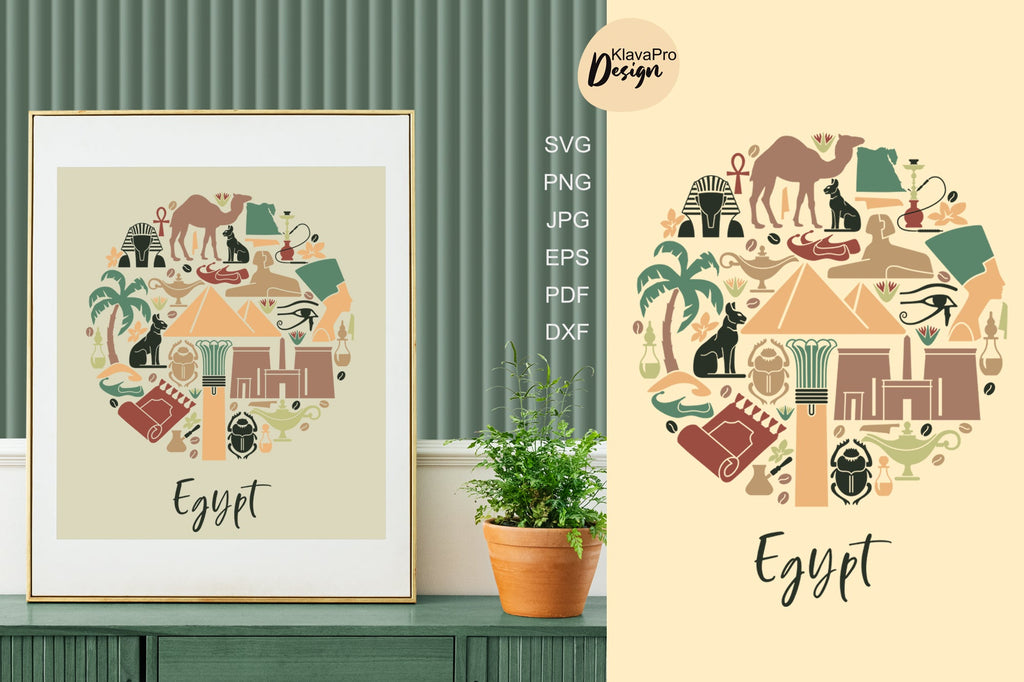 Egypt vintage design - SVG DXF PNG for cutting and sublimation - So Fontsy