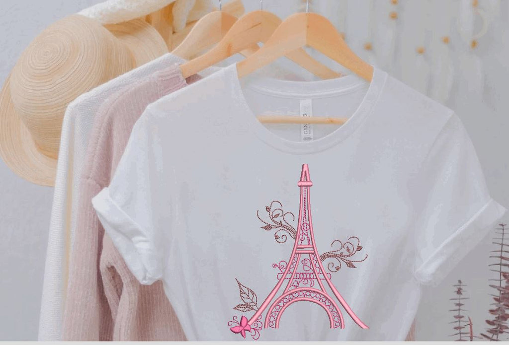 Eiffel Tower machine embroidery design, Paris Embroidery - So Fontsy
