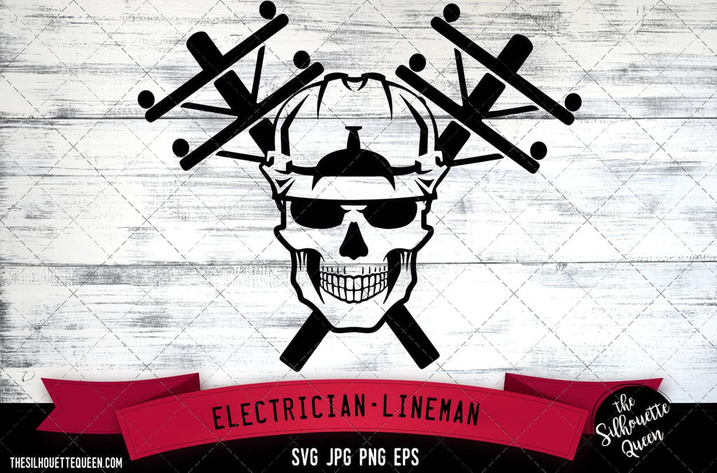 Electrical Lineman Skull with Hard Hat SVG File,Lineman SVG,Powerline ...