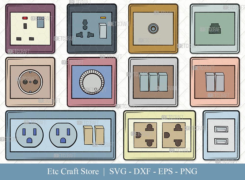 Electrical Socket Clipart SVG Cut File | Socket Svg | Electrical Plug ...
