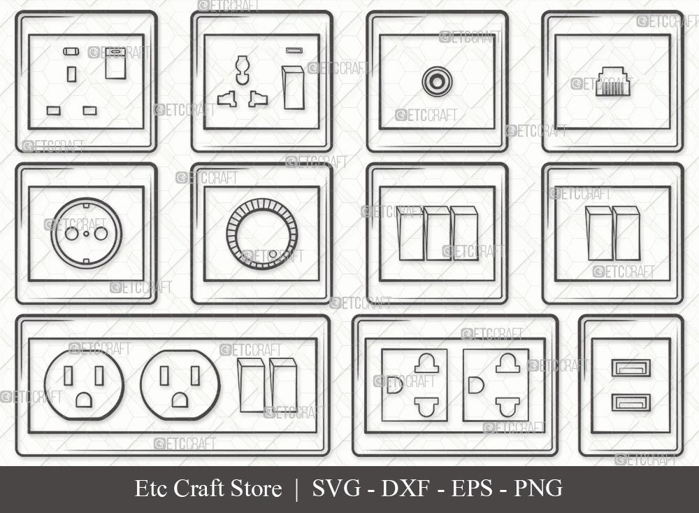 Electrical Socket Outline SVG Cut File | Socket Svg | Electrical Plug ...