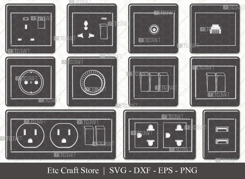 Electrical Socket Silhouette SVG Cut File | Socket Svg | Electrical ...