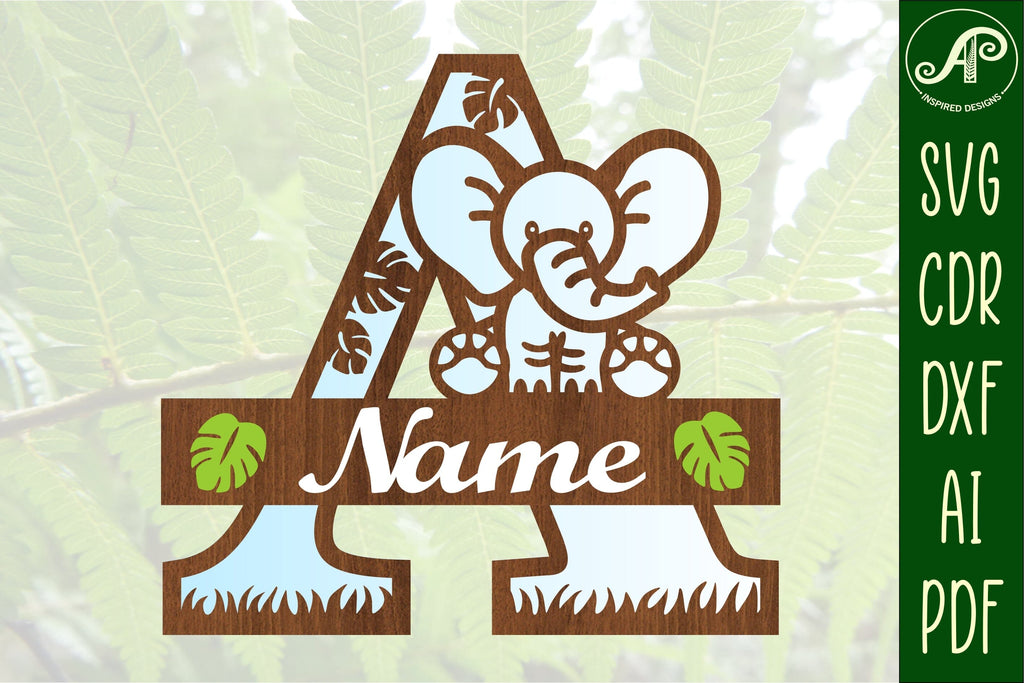 Elephant Capital Monogram Letter A SVG - So Fontsy