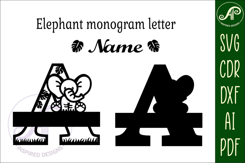 Elephant Capital Monogram Letter A SVG - So Fontsy