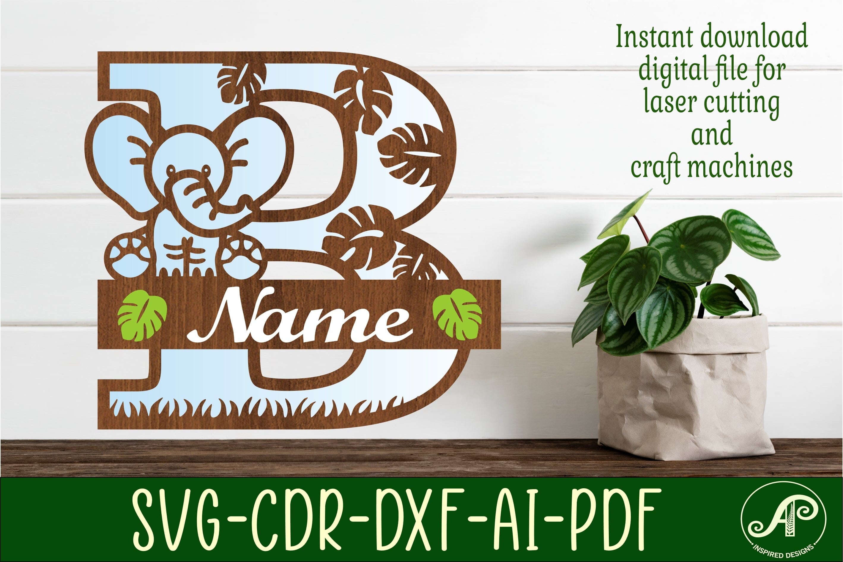 Elephant Capital Monogram Letter B SVG - So Fontsy
