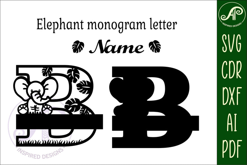 Elephant Capital Monogram Letter B SVG - So Fontsy
