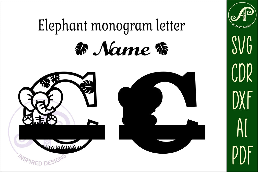 Elephant Capital Monogram Letter C SVG - So Fontsy