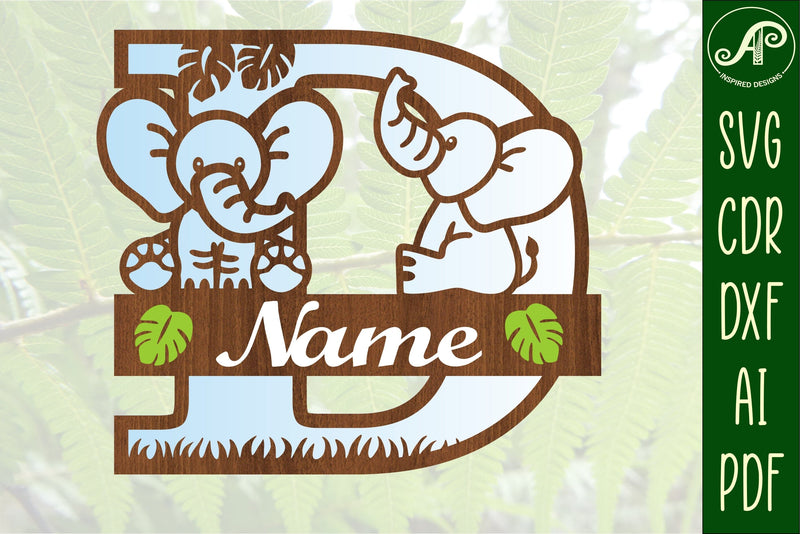 Elephant Capital Monogram Letter D SVG - So Fontsy