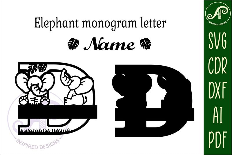 Elephant Capital Monogram Letter D SVG - So Fontsy