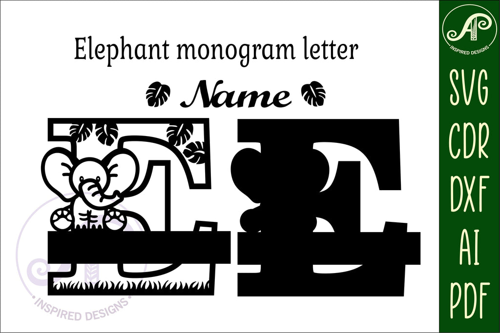 Elephant Capital Monogram Letter E SVG - So Fontsy