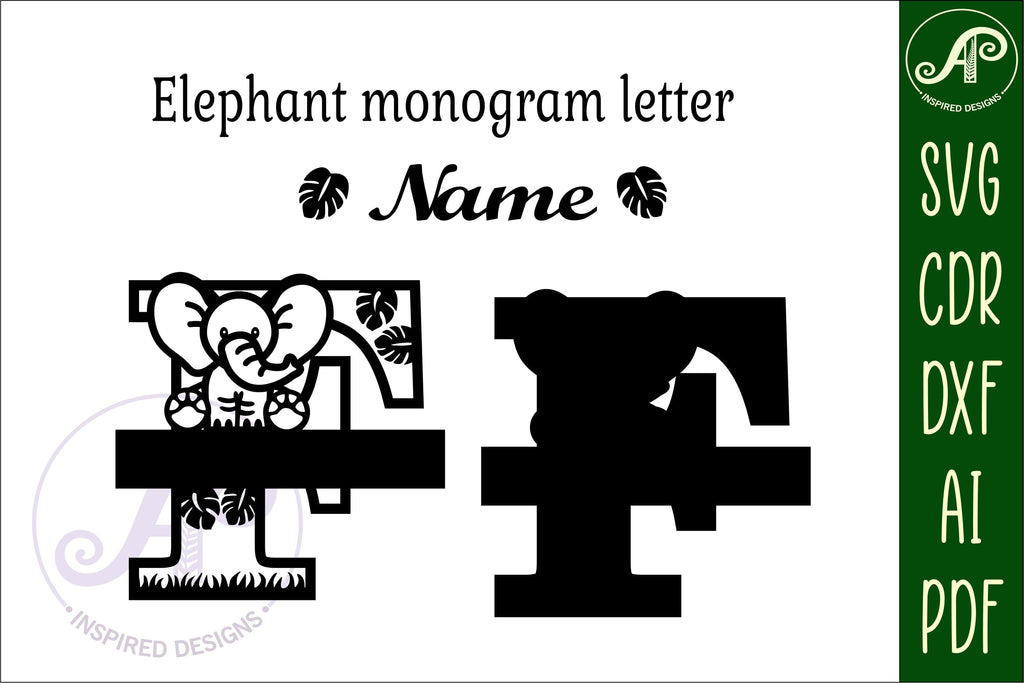 Elephant Capital Monogram Letter F SVG - So Fontsy