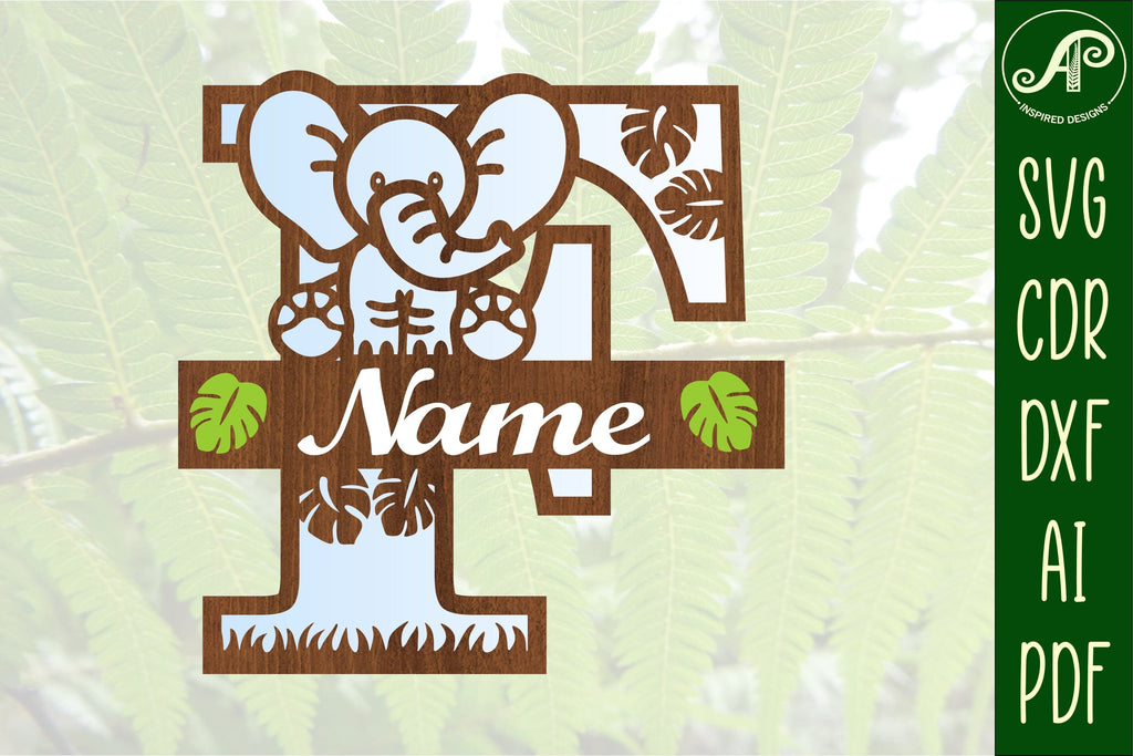 Elephant Capital Monogram Letter F SVG - So Fontsy