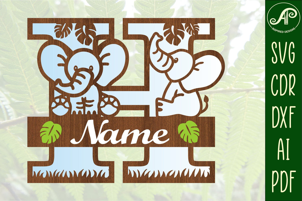 Elephant Capital Monogram Letter H SVG - So Fontsy