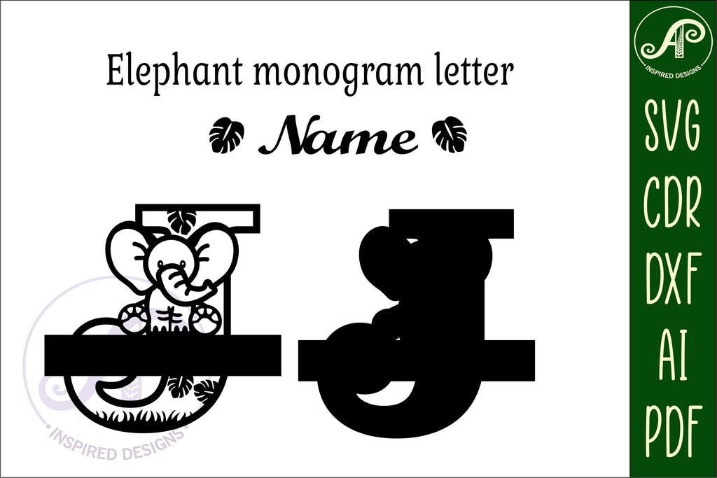 Elephant Capital Monogram Letter J SVG - So Fontsy