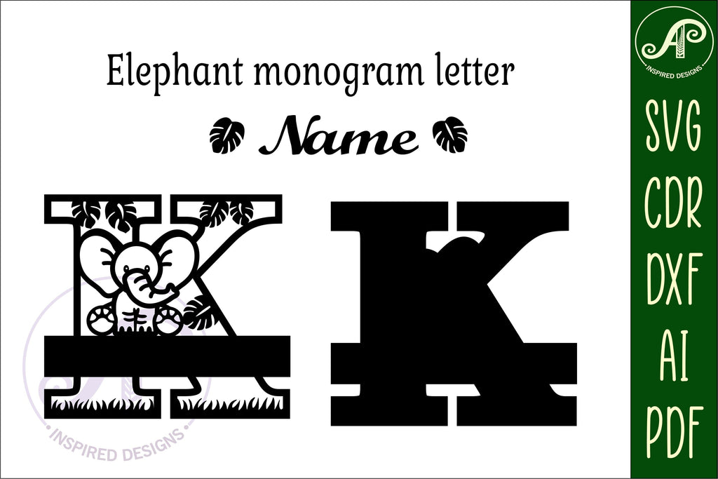 Elephant Capital Monogram Letter K SVG - So Fontsy