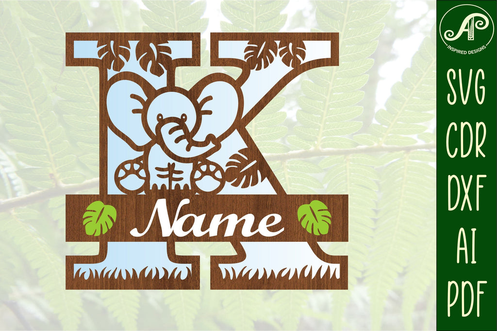Elephant Capital Monogram Letter K SVG - So Fontsy