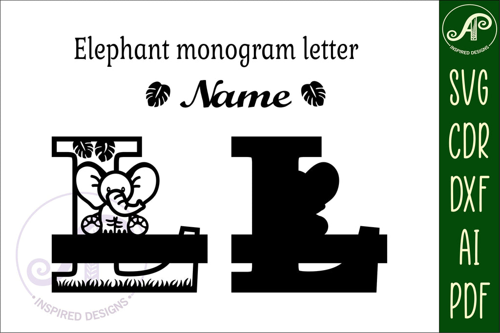 Elephant Capital Monogram Letter L SVG - So Fontsy
