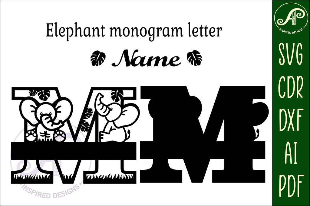 Elephant Capital Monogram Letter M SVG - So Fontsy