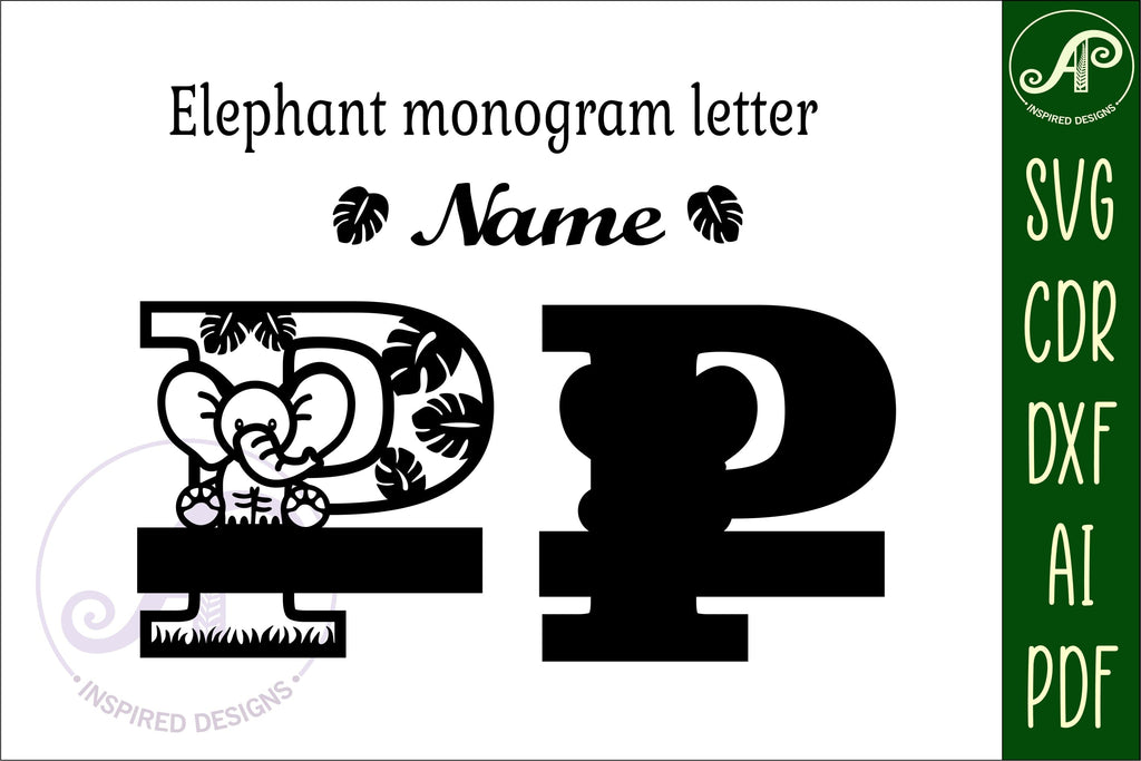 Elephant Capital Monogram Letter P SVG - So Fontsy