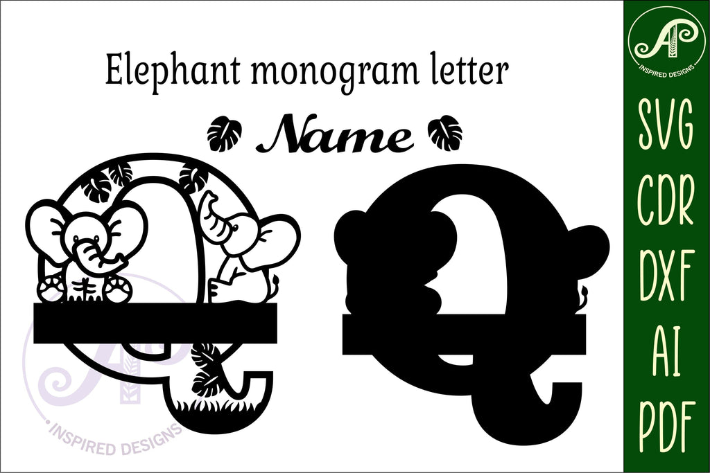 Elephant Capital Monogram Letter Q SVG - So Fontsy