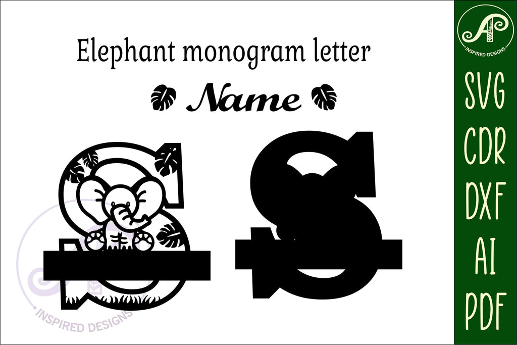 Elephant Capital Monogram Letter S SVG - So Fontsy