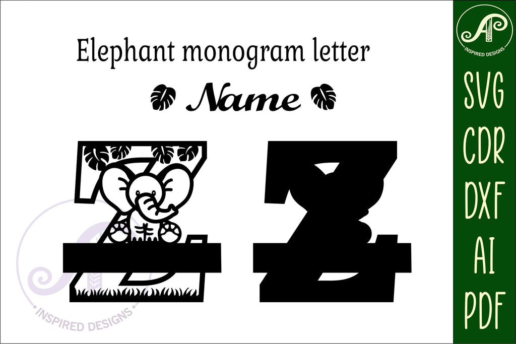 Elephant Capital Monogram Letter Z SVG - So Fontsy