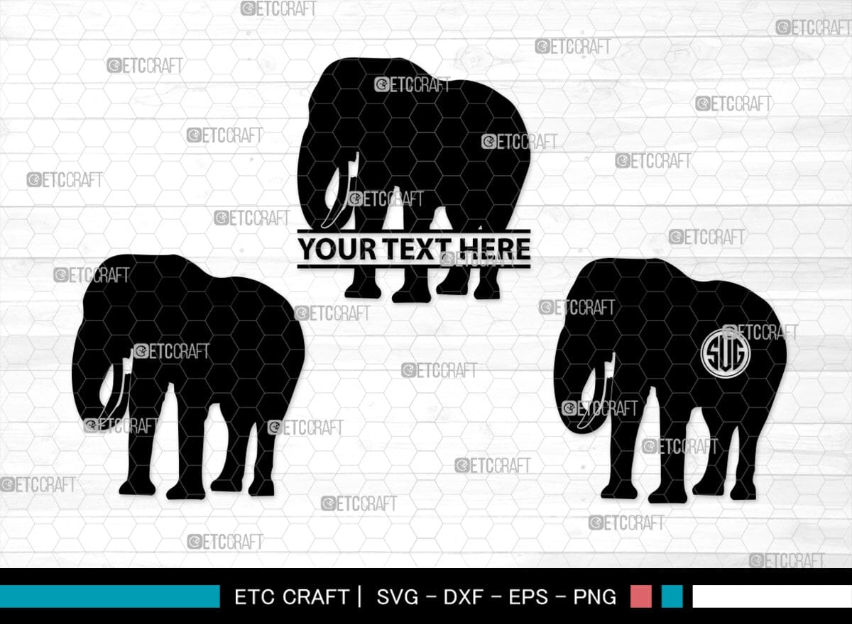 Elephant Monogram, Elephant Silhouette, Elephant SVG, Safari Animal Svg ...