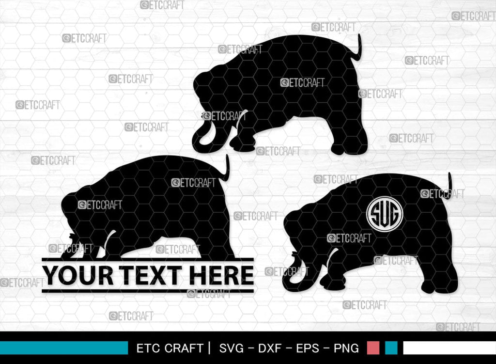 Elephant Monogram, Elephant Silhouette, Elephant SVG, Safari Animal Svg ...